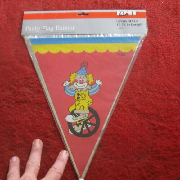 Party Supplies | 199 Circus Of Fun Clown 12 Foot Party Flag Banner ...